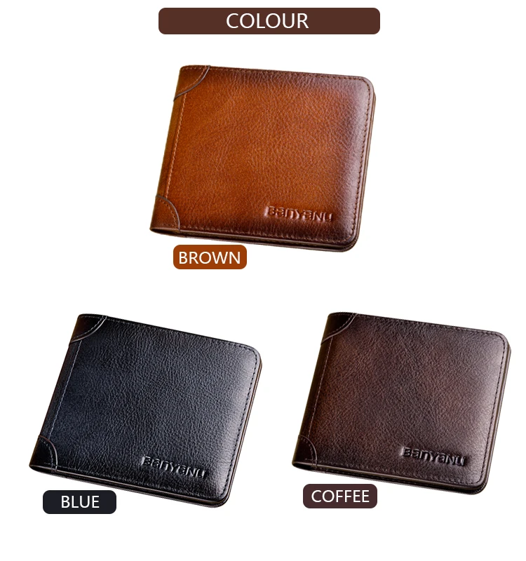 BANYANU RFID Men's Wallet - Premium Cow Leather Short Wallet