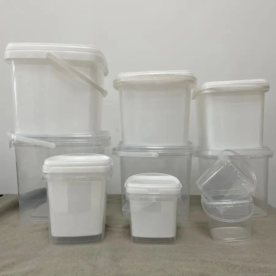 2 Gallon Square Plastic Bucket Tubs Container with Tamper Evident Lids ...