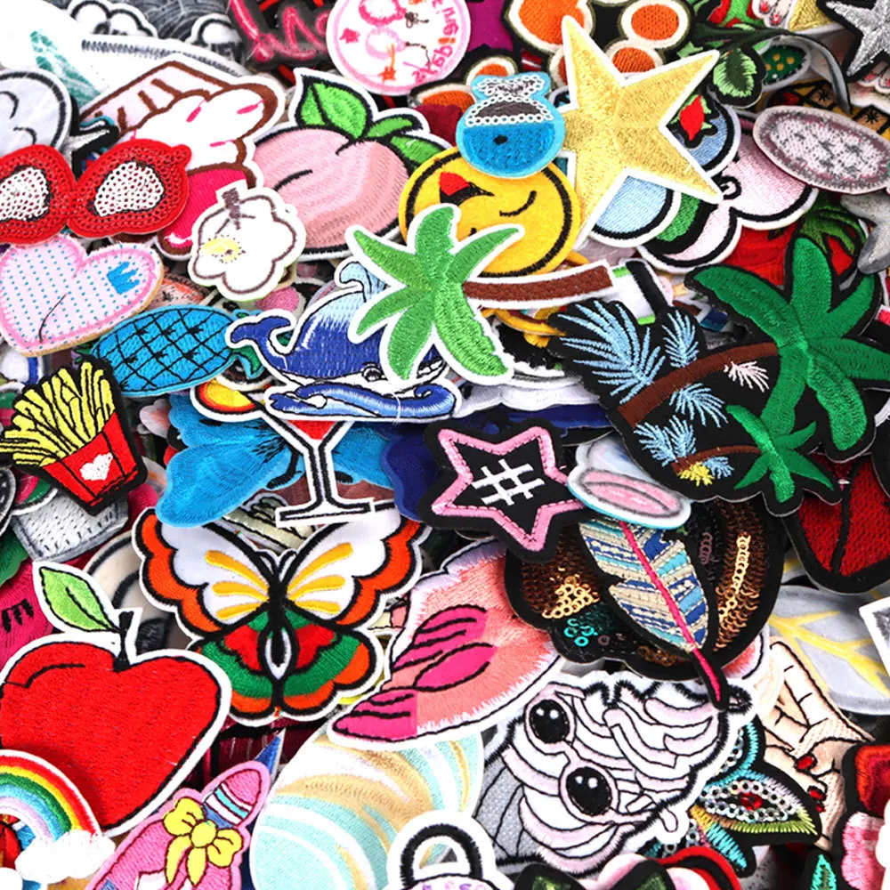 Round Patch Stickers Badges Embroidered Flower Clothes Down Jacket ...