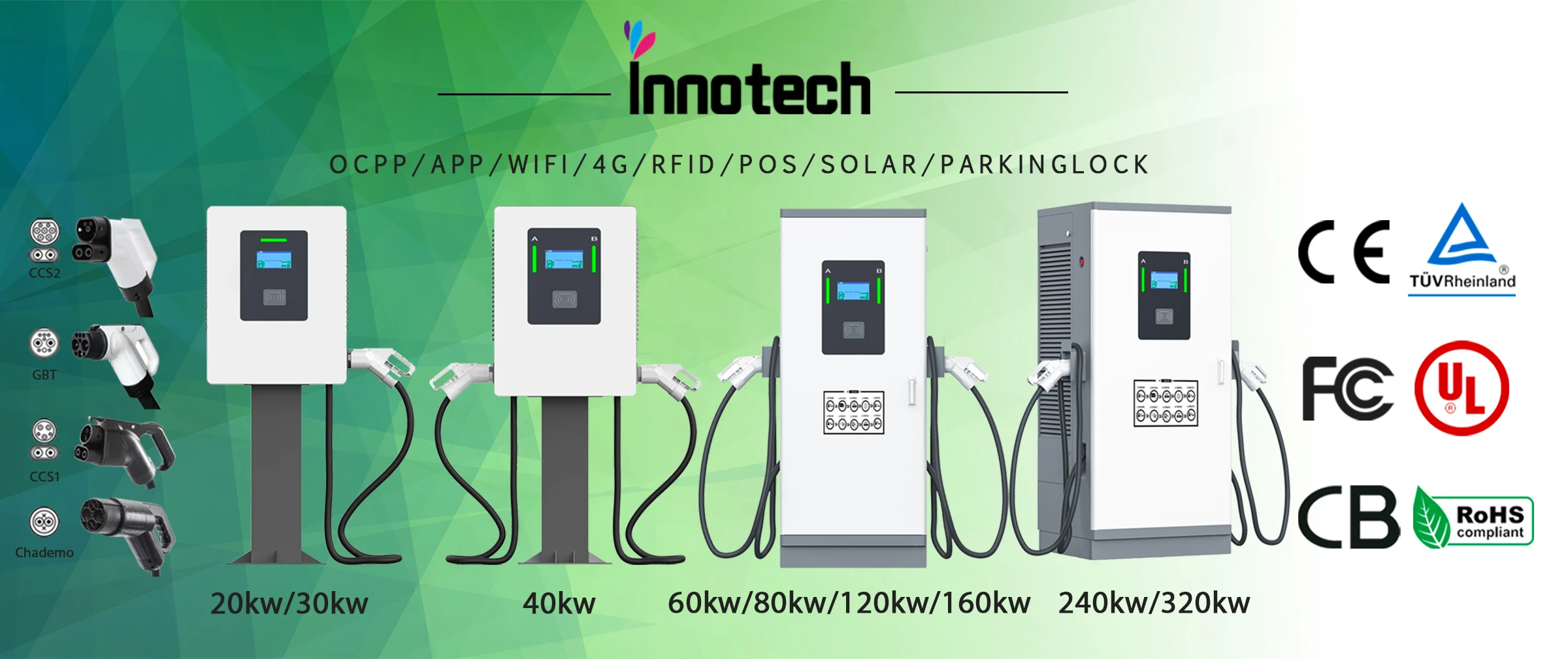 INNOTECH Electric Car Charging Station Waterproof DC EV Charger 60kw ...