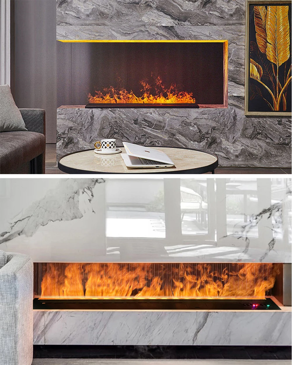 Modern 3d Flame Water Vapor Fireplace Humidifier High-power 3 Years ...