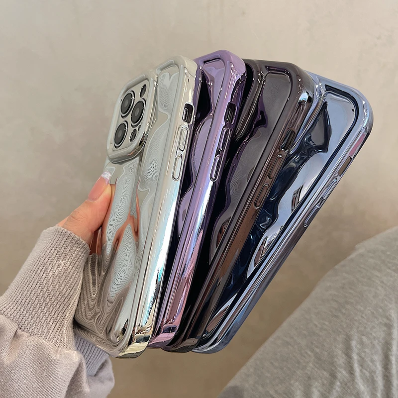 3d Glossy Laser Meteorite Texture Plating Case For Iphone 15 14 13 12 ...