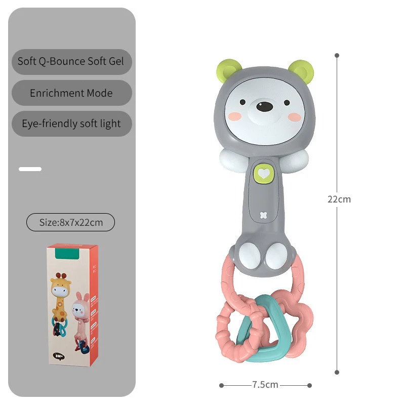 Newborn Sensory Musical Stick Cartoon Giraffe/ Rabbit/ Bear/ Lion ...