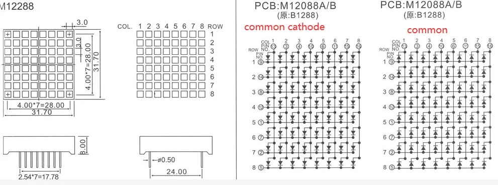 8x8 Dot Matrix Led 8x8 Square Led Matrics Display Ca Orange Red Blue ...