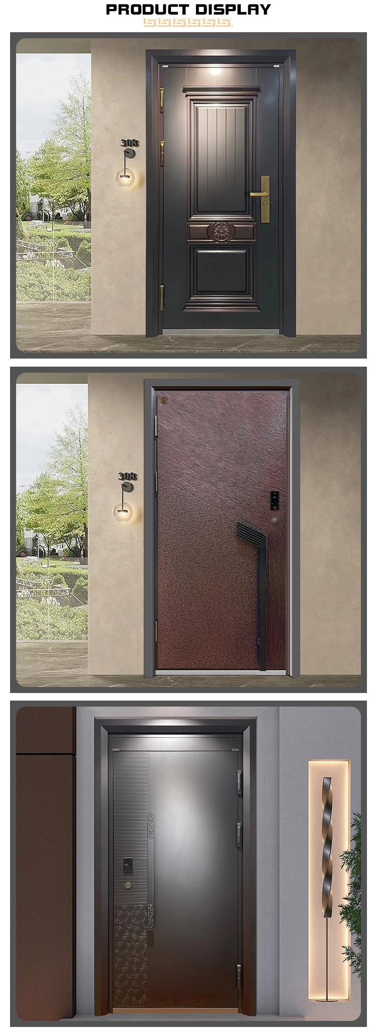 Bullet Resistant Steel Security Door Gold Security Exterior Front Steel ...
