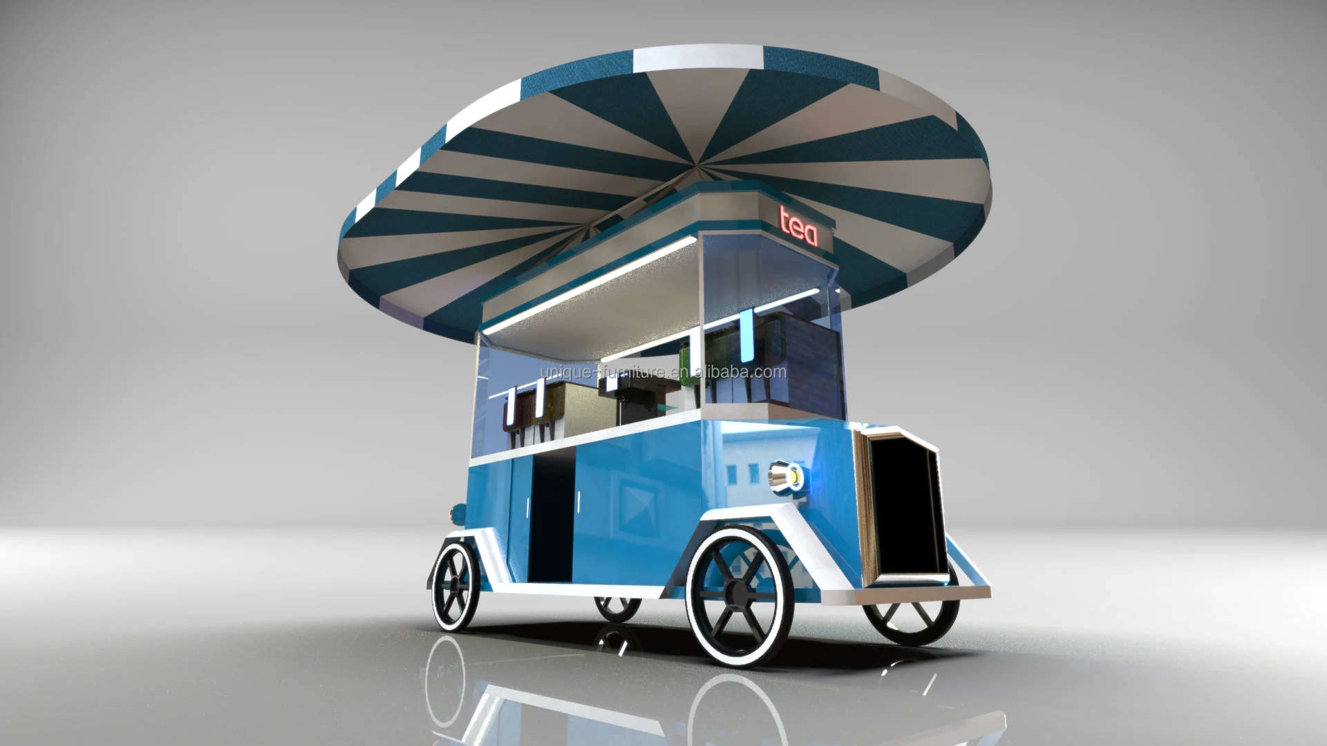 Brown Outdoor Food Kiosk Cart for Juice & Popcorn - Portable ...