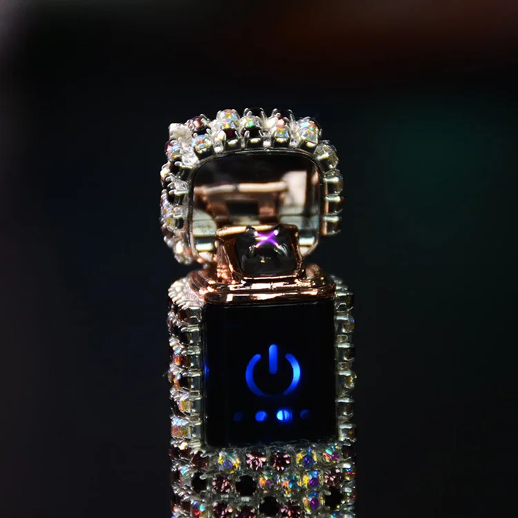 New Cigarette Rechargeable Lighters Electronic Luxury Rhinestone Usb ...