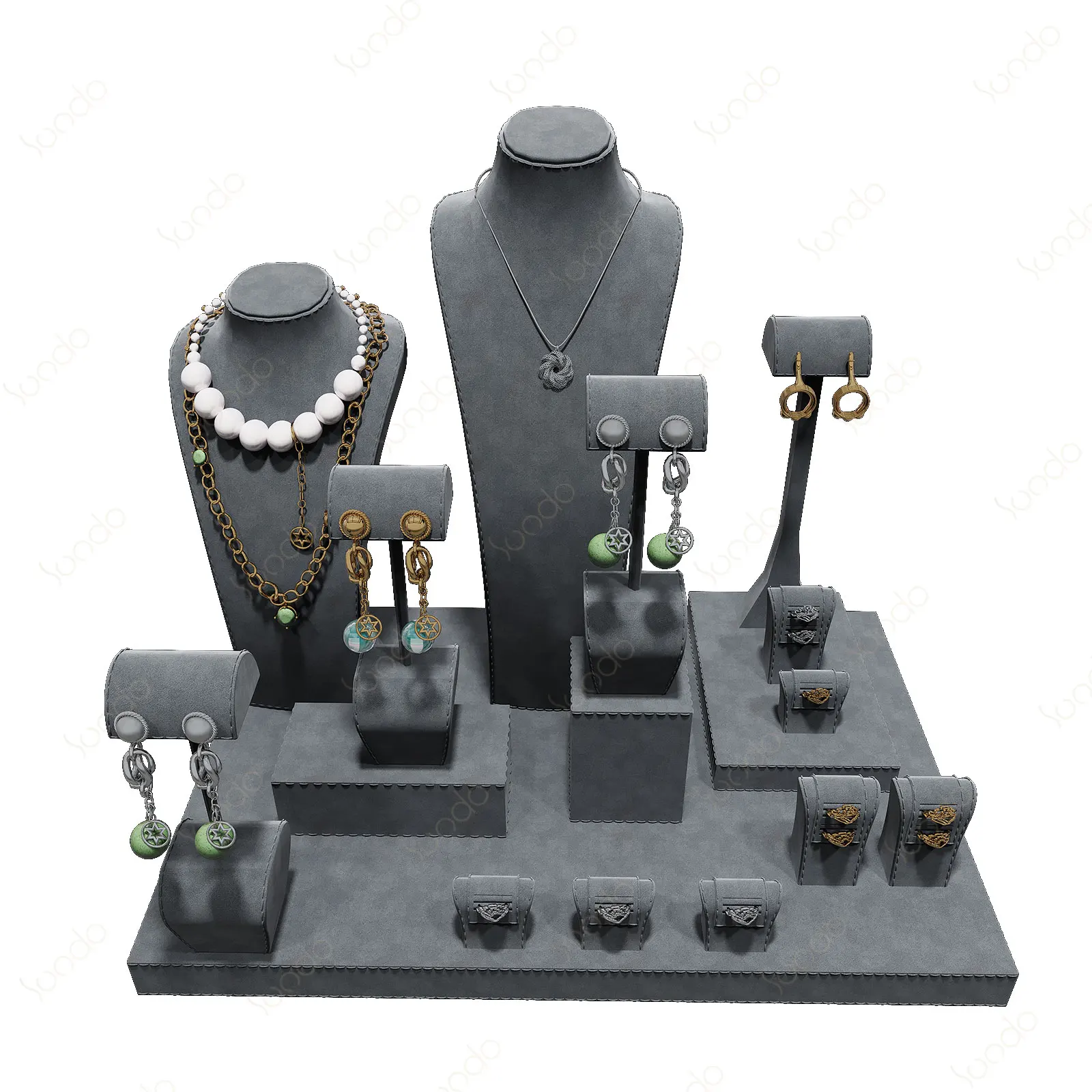 Luxury Jewelry Display Counter - Suede Props Set for Window Show