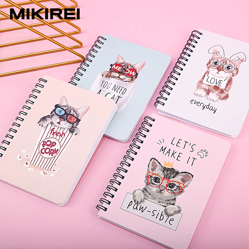 2023 Cartoon Kawaii Cat Animal Spiral Hardcover Coil Spiral Notebook ...