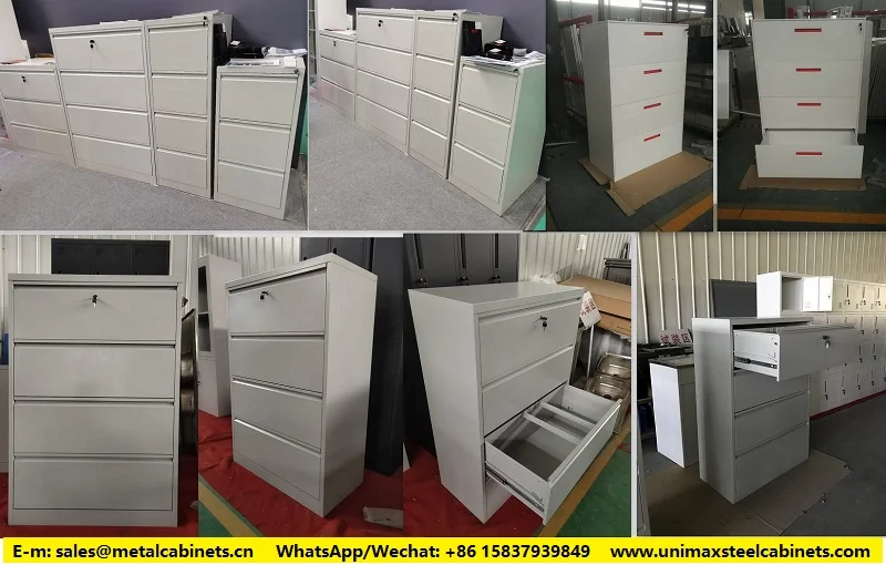 Industrial Flat Pack Metal Dark Gray Locking 5 Drawer Lateral Chart ...