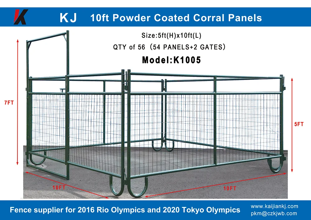 Kj 10ft Livestock Panel Powder Coated Corral Panels Small Cattle Pen ...