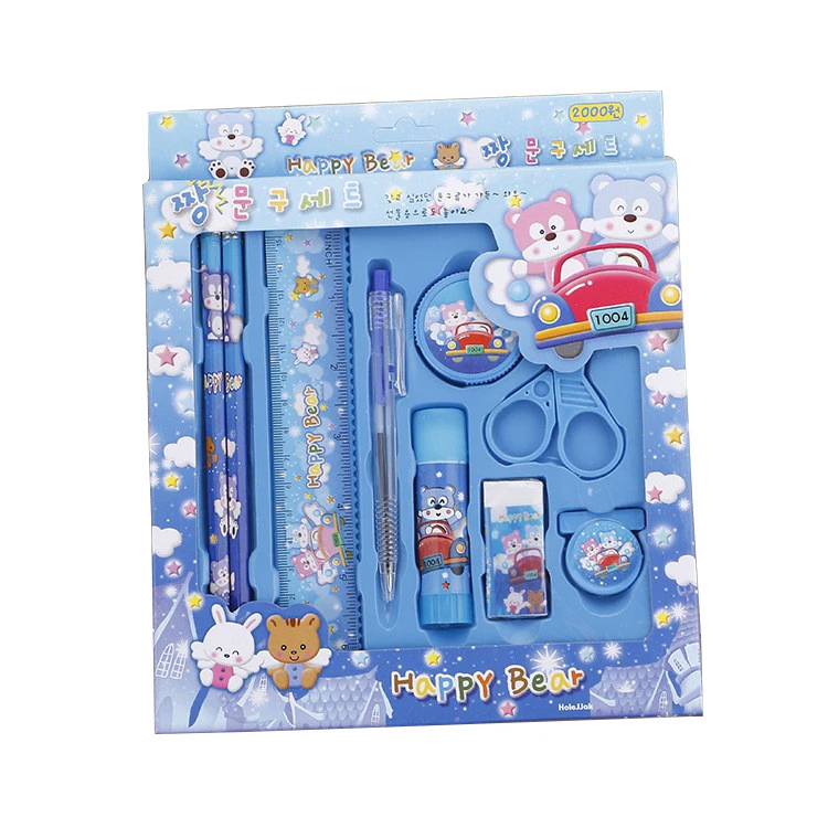 9 Pcs Fancy Cute Cartoon School Kids Stationery Gfit Set Kit - Buy ...