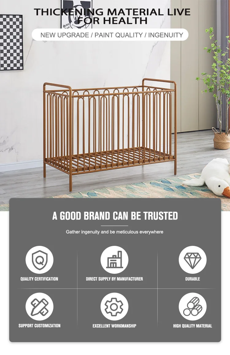 Modern Convertible Iron Crib Stand - Baby Cot Bedding Set