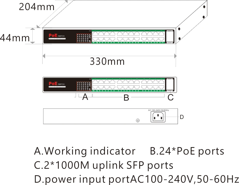 Best Black 24 POE Gigabit Port With 2 Optical Port POE Switch| Alibaba.com