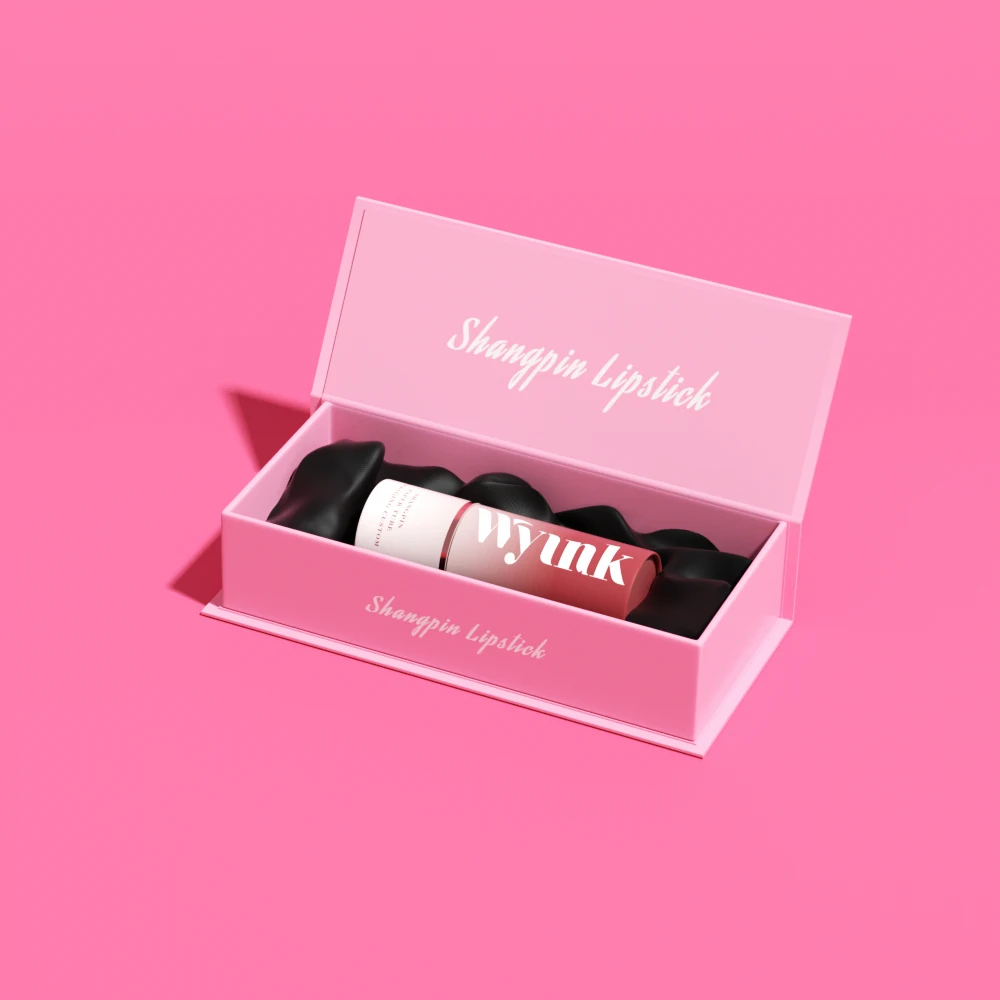 Custom Logo Soft Touch Cardboard Cosmetic Lipstick Paper Box Pink Small ...