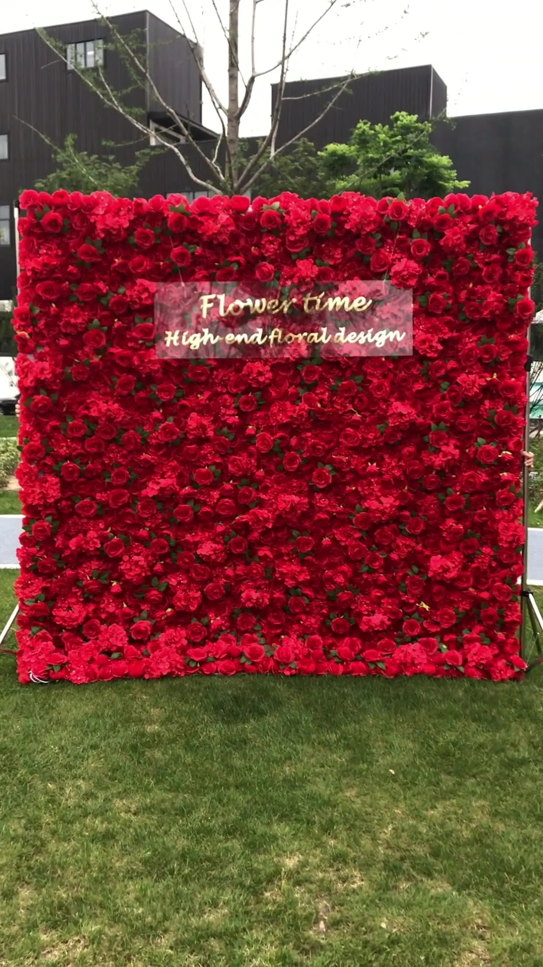 Silk Flower Wall Red Rose Flower Wall Panel For Wedding Decor Different ...