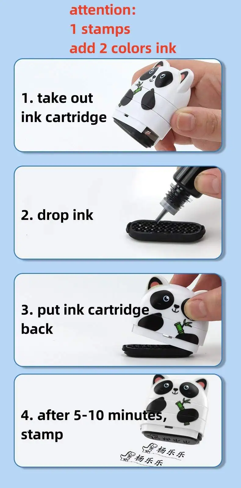 Cute Animals Seal Photosensitive Stamp Kids Name Rubber Flash Stamp For ...