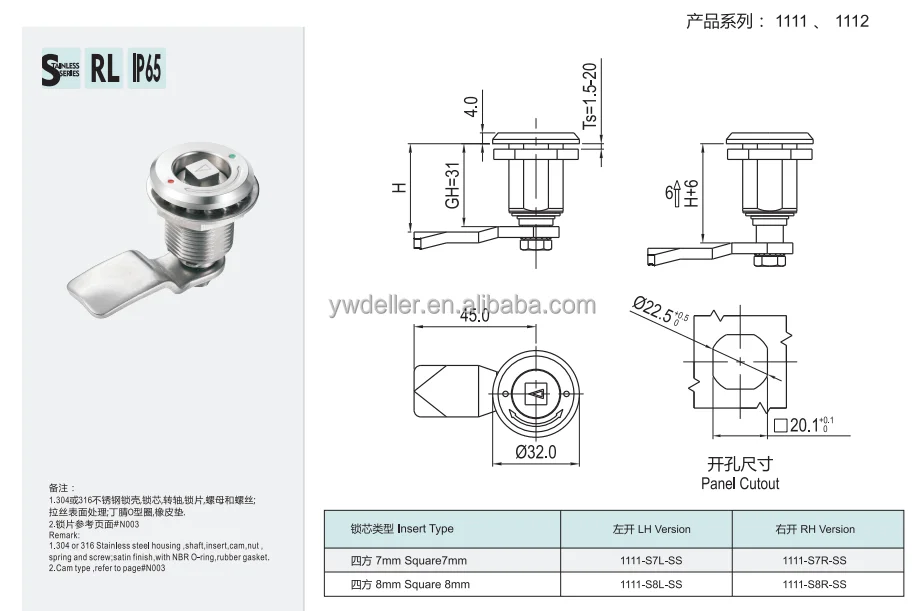 AISI 316 Stainless Steel Compression Latch Cam Lock for Train Facilities