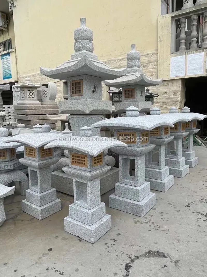 Hand Carved Garden Stone Granite Japanese Lanterns