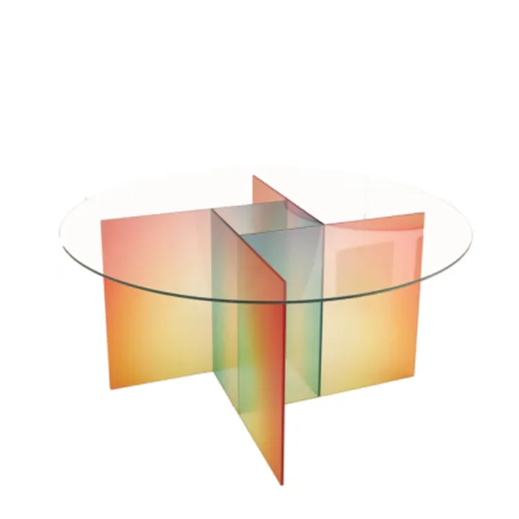 Colorful Glass Coffee Table Unique Modern Gradient Design Living Room ...