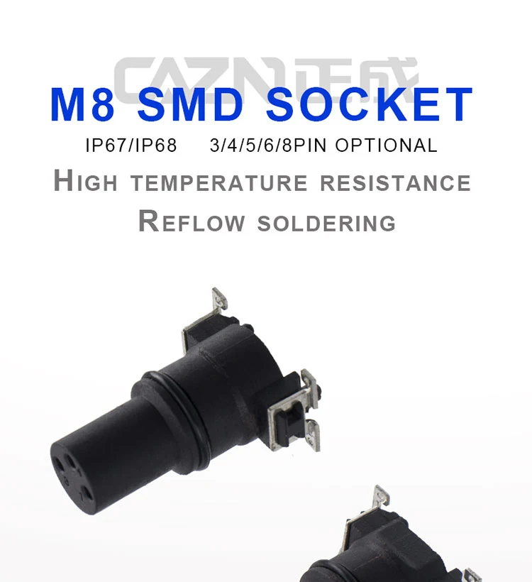 A B D Code X Type Contact 2 3 4 5 6 8pin Female Male Reflow Socket M8 ...