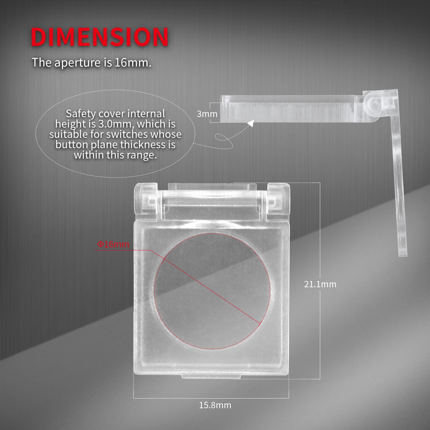 16mm Transparent Plastic Push Button Cover For Elevators, Oem