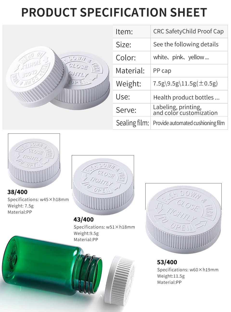 Multiple Model Screw Cap Crc Safety Child Proof Cap - Buy Screw Cap Crc ...