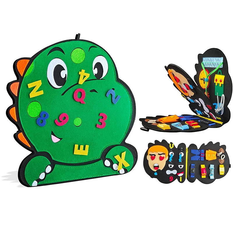 Sensory Autism Foldable Cute Dinosaur Busy Board Basic Skill Diy ...