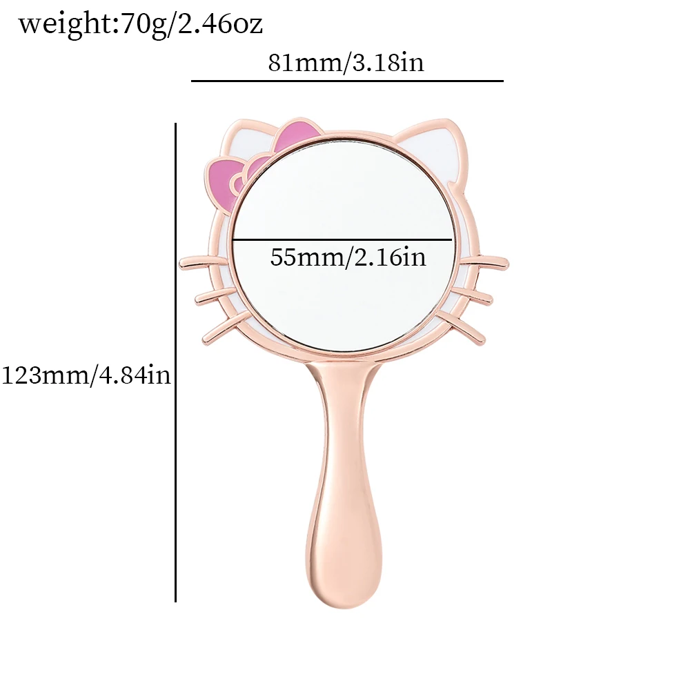 Cute Kawaii Kitty Cat Hand-Held Cosmetic Mirror for Girls