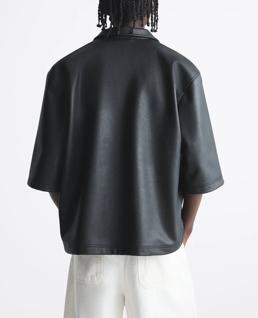 Custom Collar Over Spring Autumn T Shirt Genuine Leather Button Down ...