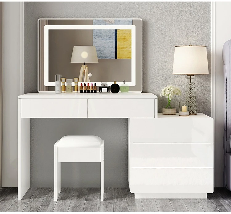 Easy Assemble Cosmetics Dressing Table With Led Light And Drawers Make