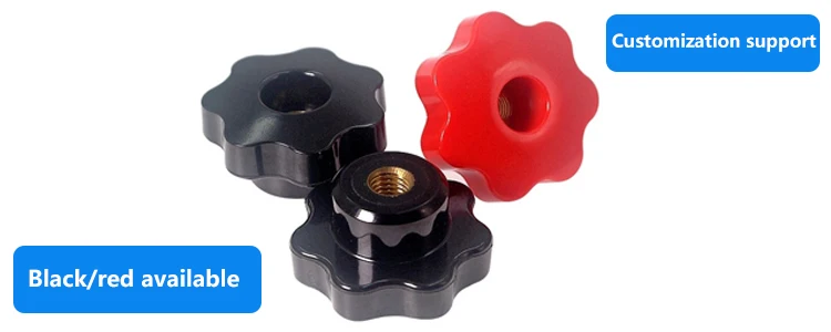 M4 M5 M6 M8 M10 Female Thread Star Handle Nut Knobs Black Plastic Screw-On Handle Clamping Knob ...