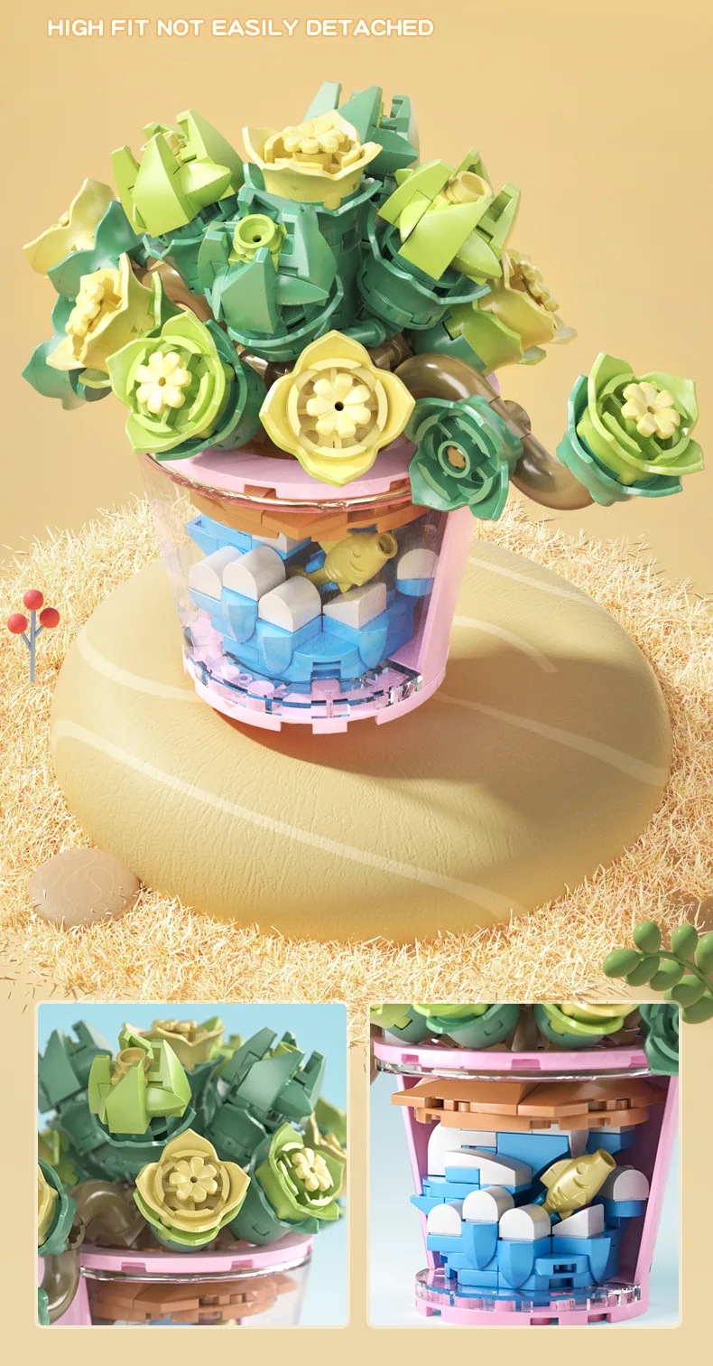 Yizhi Home Decoration Plastic Diy Potted Artificial Flower Blocks Diy ...