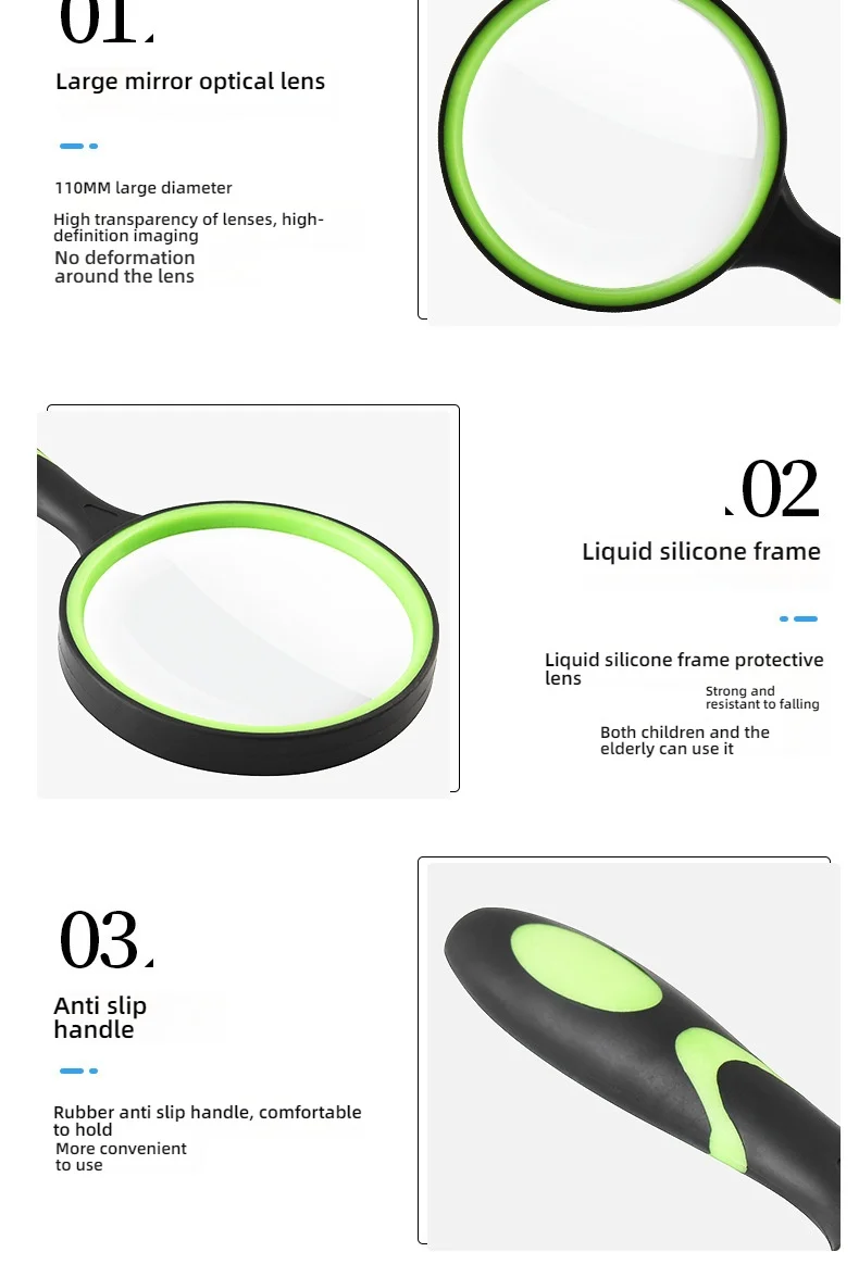 Pocket Microscope Reading Jewelry elderly 3 LED Light 3X 45X Magnifying ...