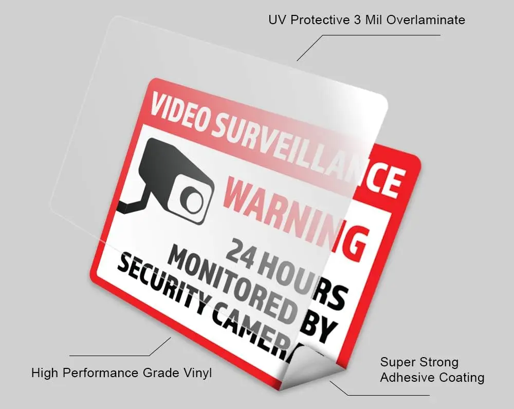 Custom Warning Video Surveillance Video Surveillance Sticker Whole Day ...