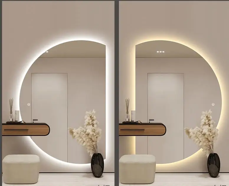 Half Moon Shape Waterproof Smart Backlit Wall Bathroom Led Mirror With ...