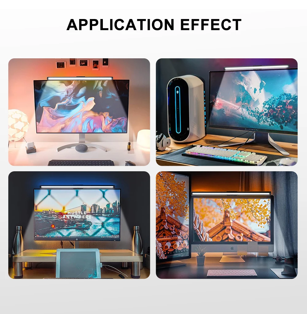 RGB LED Light Bar Monitor for Gaming Touch Control Display with Remote ...