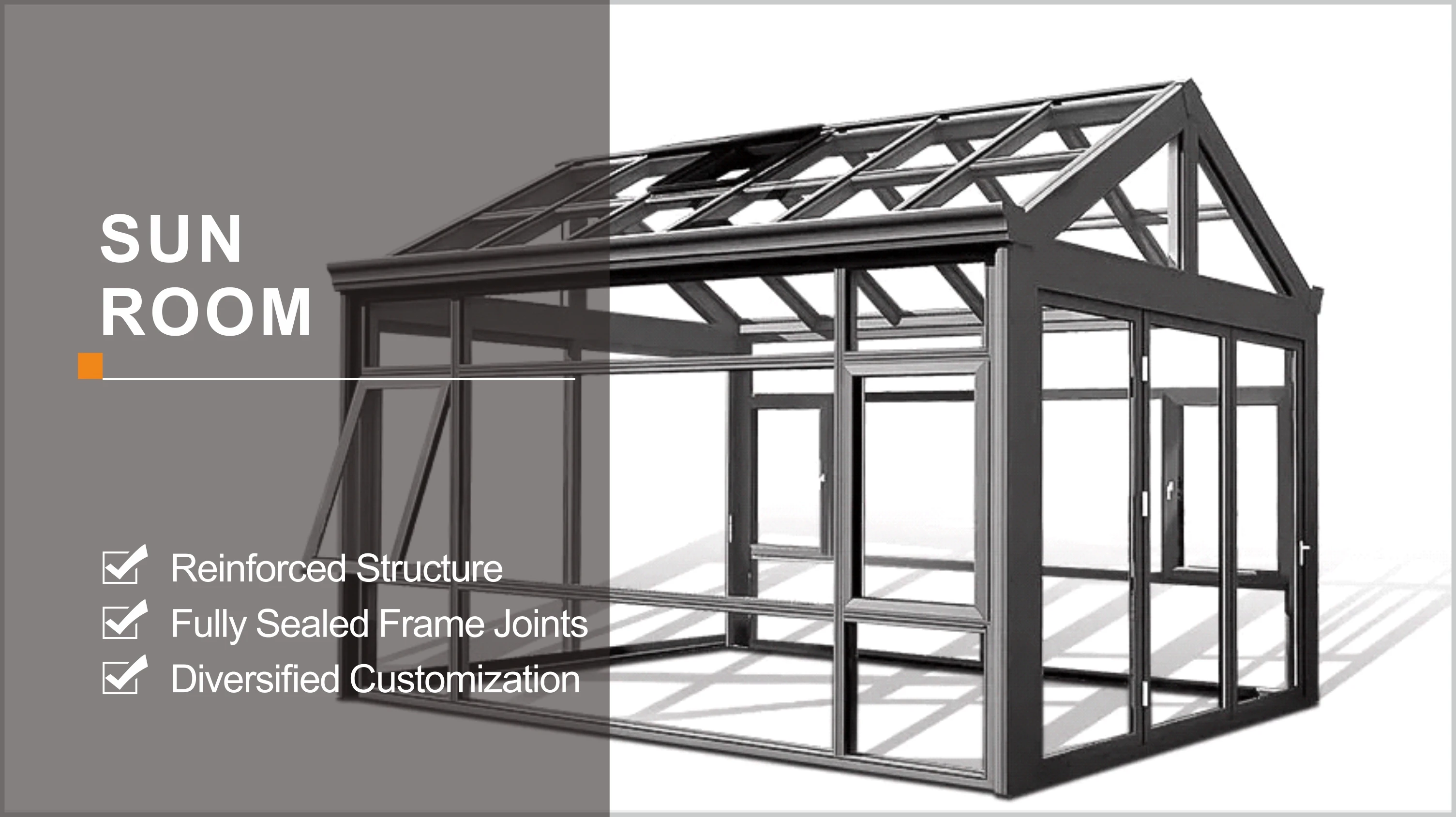 GONHO Double Tempered Low E Glass Harmful Light Proof Veranda Aluminum Decorating Sunroom Sun ...