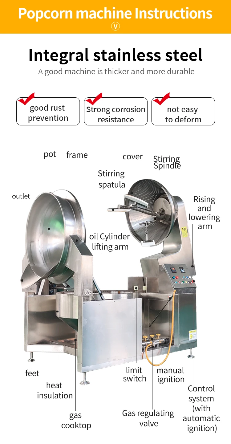 Large Capacity Gas Planetary Cooking Mixer Machine for Popcorn