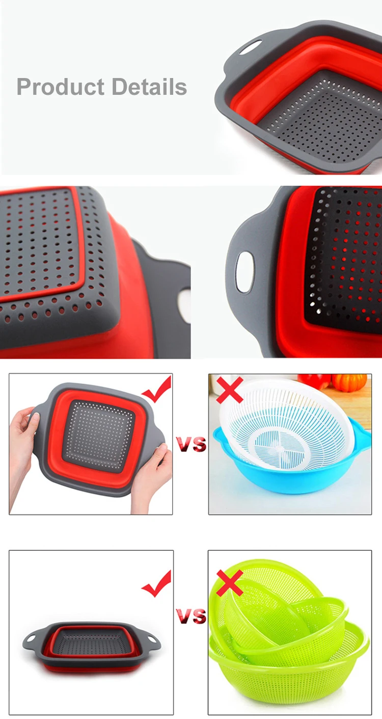 Folding Foldable Fruit Vegetable Stainer Silicone Large & Strainer ...