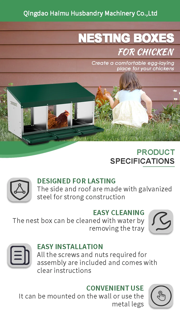 3 Compartment Roll Out Layer Nest Box - HAIMU Chicken Coop