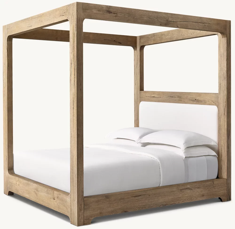 Luxury Modern Solid Oak Wooden Queen King Size Bed Davos Oak Fabric ...
