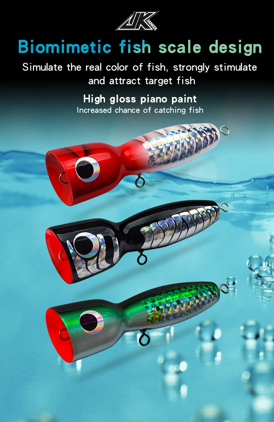 Popper Fishing Lures Artificial Hard Baits 80g Floating Wooden Fishing ...