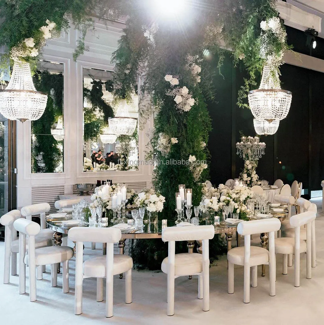 Modern White Velvet Dining Chairs for Events & Weddings