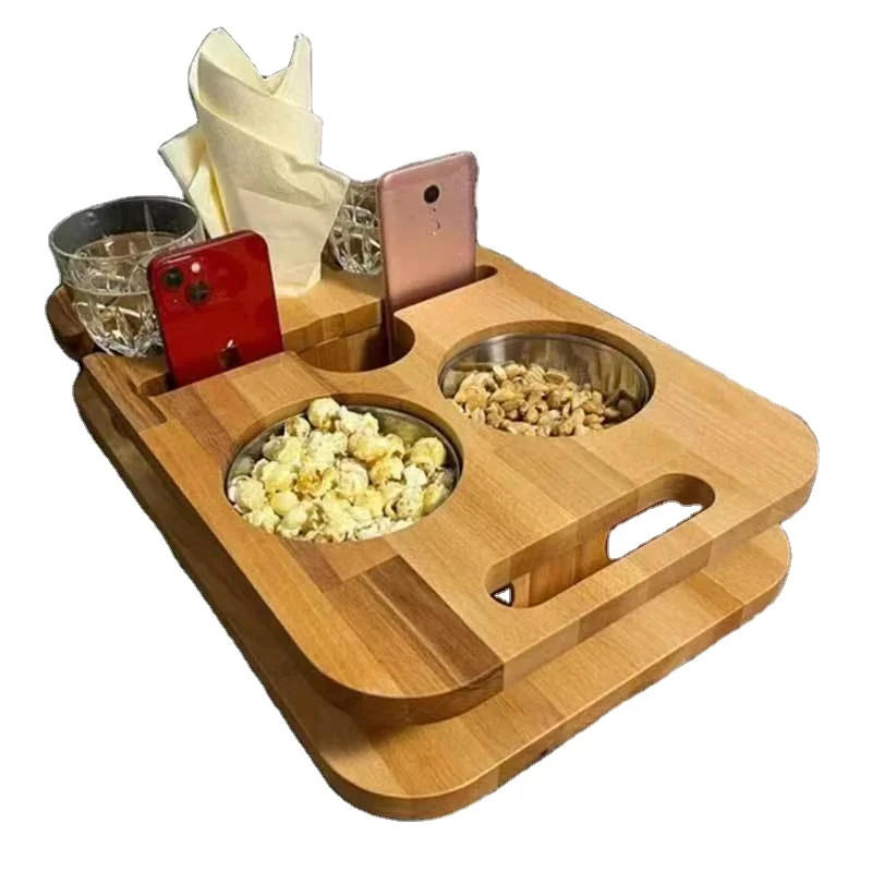 Wooden folding sofa binding tray snack dried fruit cup wine rack ...