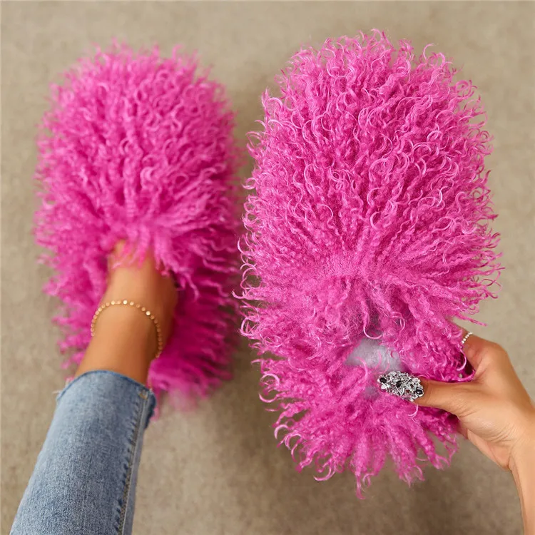 Winter Furry Shoes Women Fur Slippers Fluffy Luxury