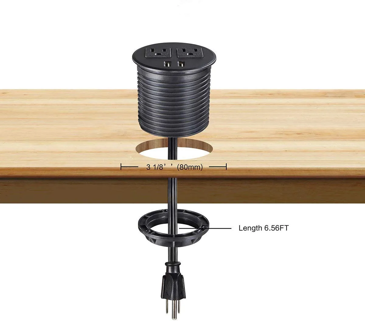 White And Black Smart Round Desktop Socket With Two Us Power And Two ...