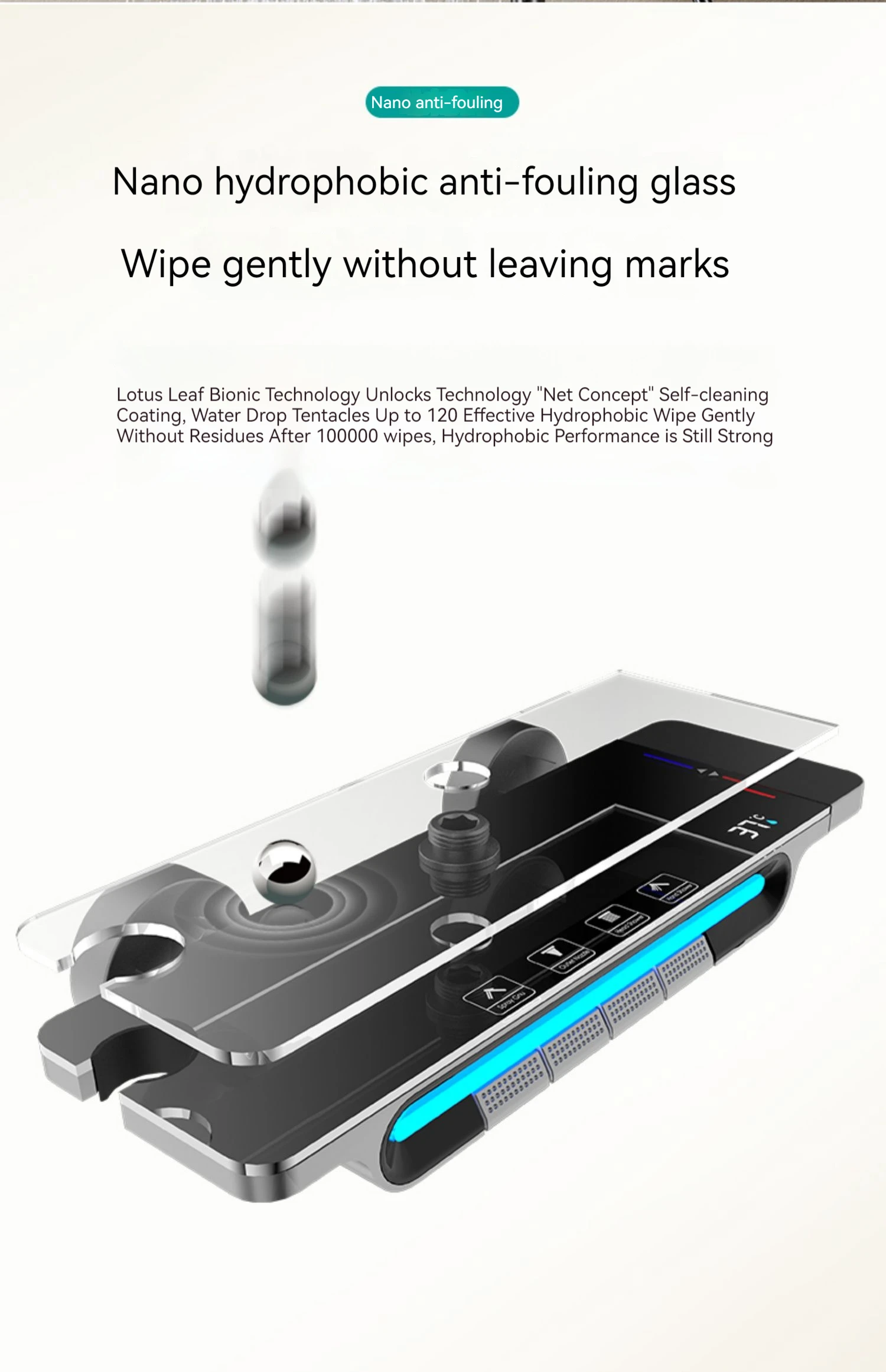 Adjustable Square Thermostatic Bathroom LED Digital System