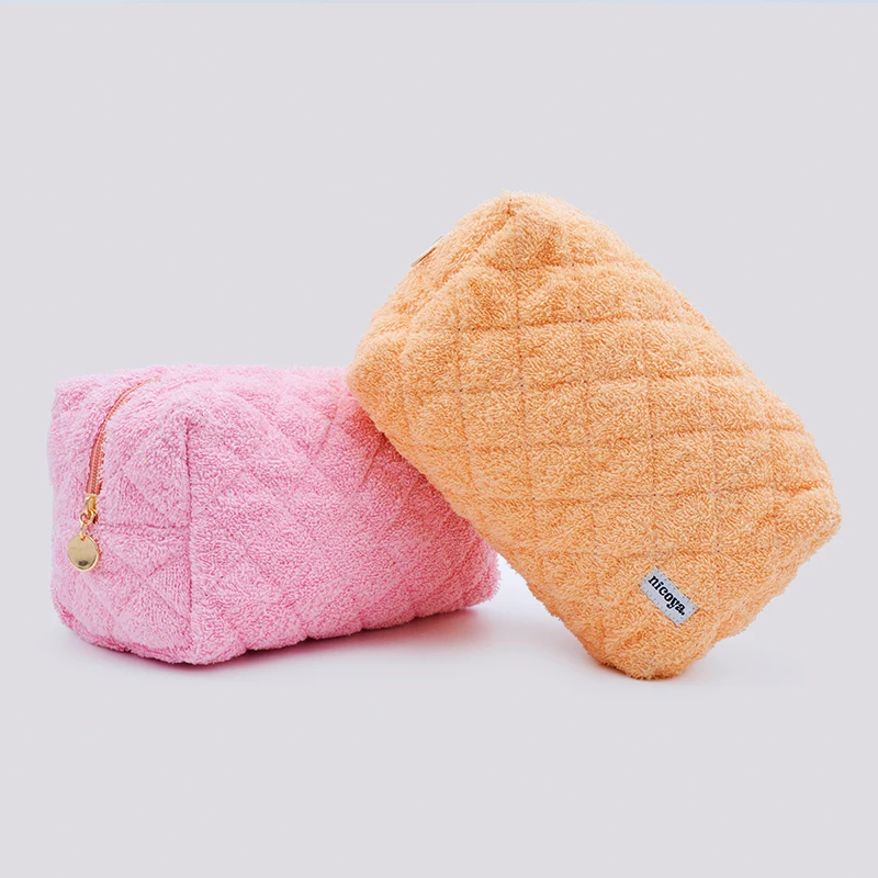 Wholesale Custom Colors Terry Cloth Make up Bag Quilted Towel Cosmetic ...
