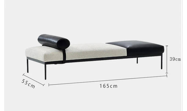 Modern Living Room Upholstered Metal Leg Accent Bench Creative Bedroom ...